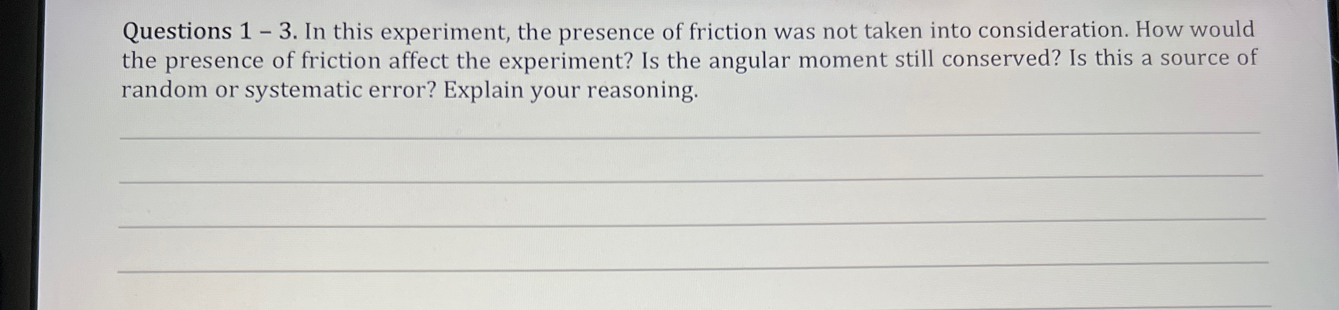 Solved Questions 1 - 3. ﻿In this experiment, the presence of | Chegg.com