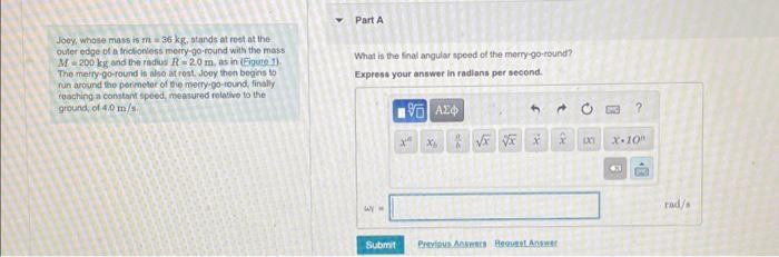 Solved Joey, whose mass is m=36 kg, stands at rest at the | Chegg.com