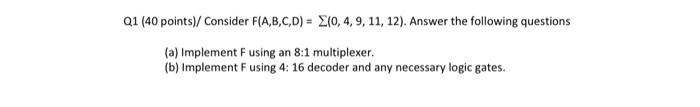 Solved Q1 40 Pointsconsider FabcdΣ0491112 4646