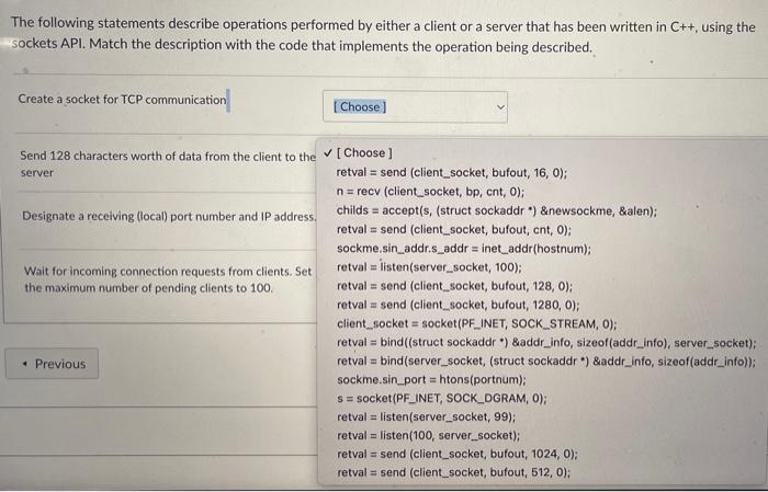 Solved The following statements describe operations | Chegg.com