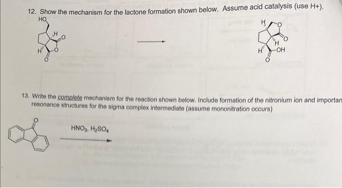 Solved 12. Show the mechanism for the lactone formation | Chegg.com