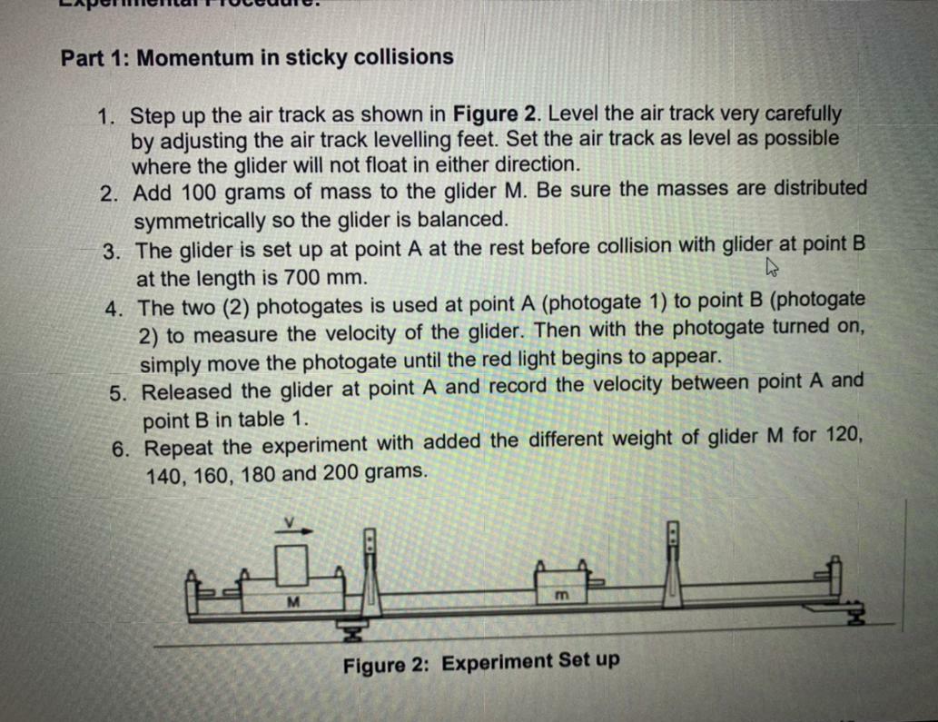 Solved Conversation of momentum for sticky collisions; | Chegg.com