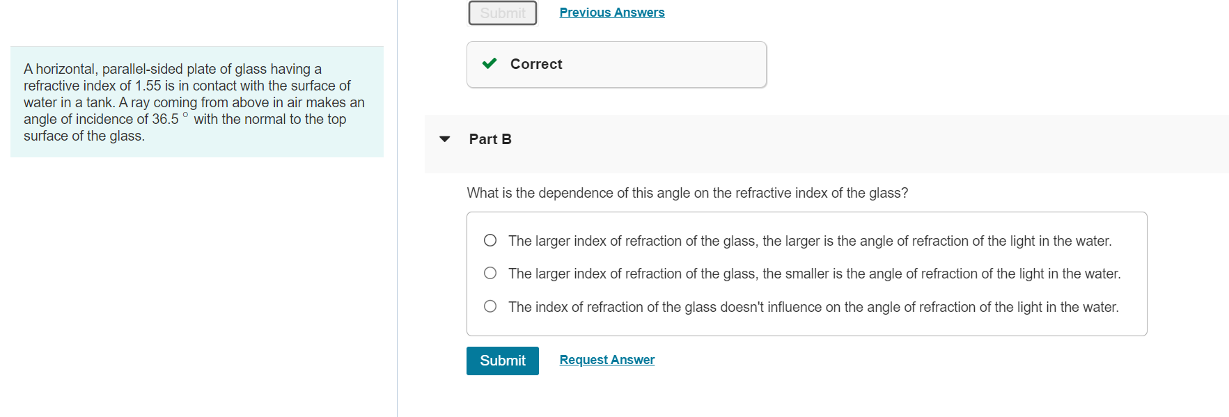 Solved A horizontal, parallel-sided plate of glass having a | Chegg.com