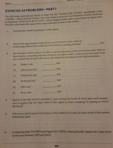 Solved Nameq,EXERCISE 44 ﻿PROBLEMS-PART IThe following | Chegg.com