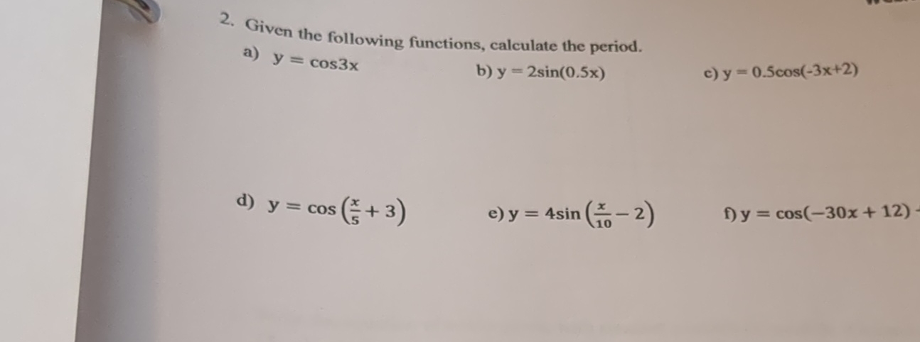 Solved Given the following functions, calculate the | Chegg.com