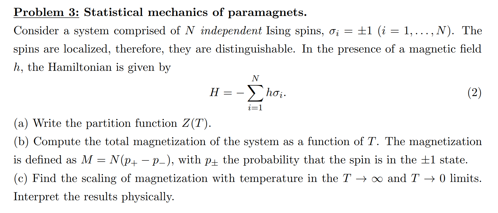 Solved Problem 3: Statistical mechanics of | Chegg.com