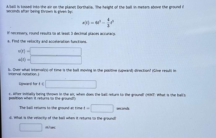 Solved A ball is tossed into the air on the planet | Chegg.com