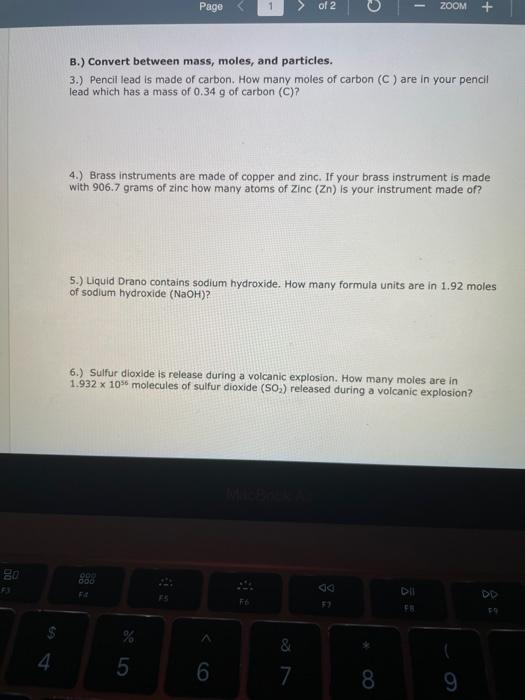 Solved B.) Convert between mass, moles, and particles. 3.) | Chegg.com