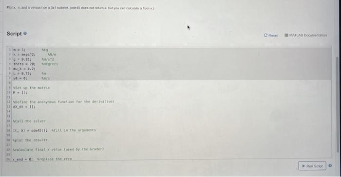 Use ode 45 to simulate a book of mass m sliding down | Chegg.com