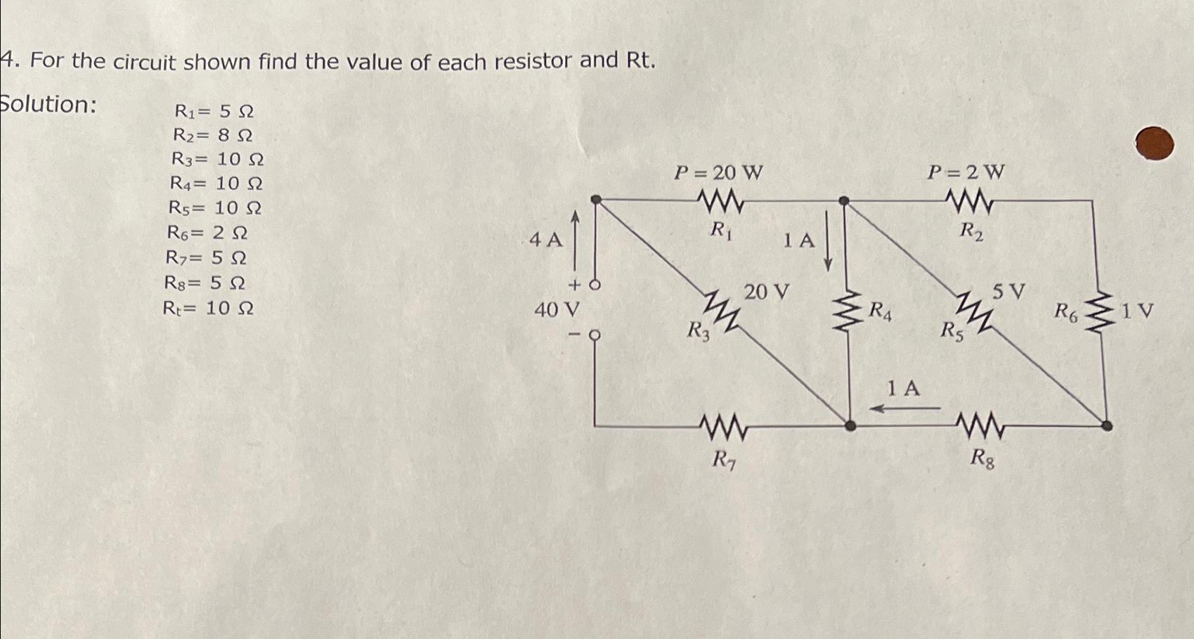 Solved For the circuit shown find the value of each resistor | Chegg.com