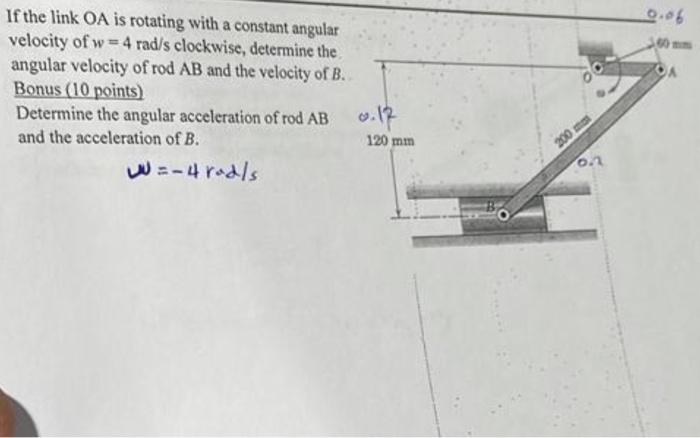 Solved If the link OA is rotating with a constant angular | Chegg.com