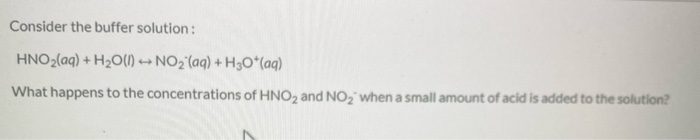 Solved Consider the buffer solution: HNO3(aq) + H2O(1) - NO2 | Chegg.com