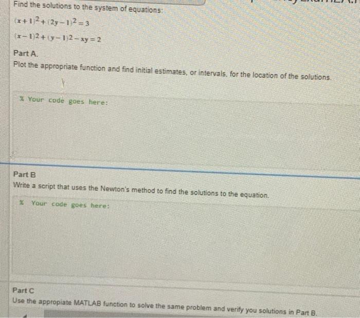 Solved Find the solutions to the system of equations: | Chegg.com