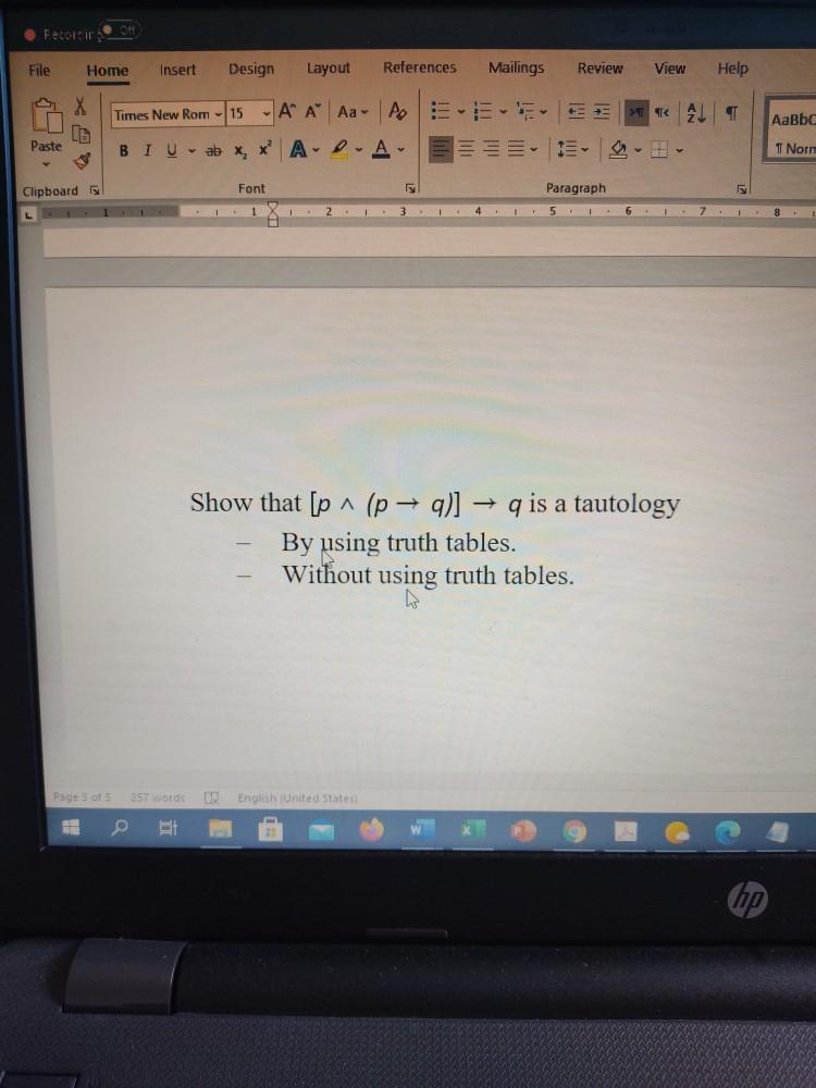 Solved Recorring File Home Insert Design Layout References | Chegg.com