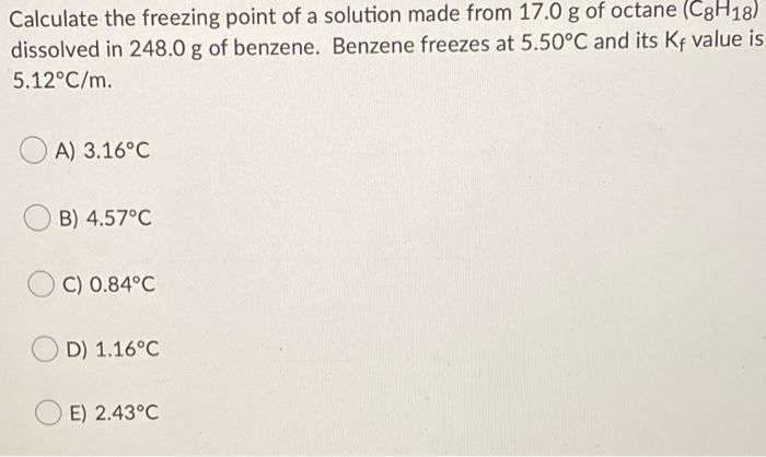 Solved Calculate the freezing point of a solution made from | Chegg.com
