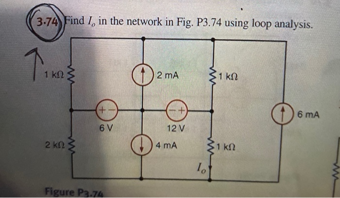 Solved 3.74 Find 1, in the network in Fig. P3.74 using loop | Chegg.com