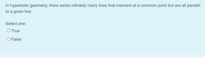 Solved In hyperbolic geometry, there exists infinitely many | Chegg.com