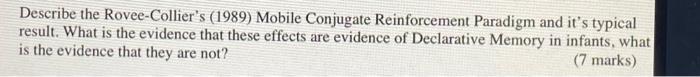 Solved Describe the Rovee-Collier's (1989) Mobile Conjugate | Chegg.com