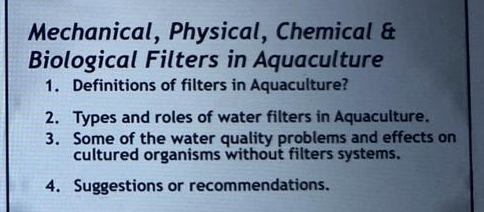 Solved Mechanical, Physical, Chemical & Biological Filters | Chegg.com