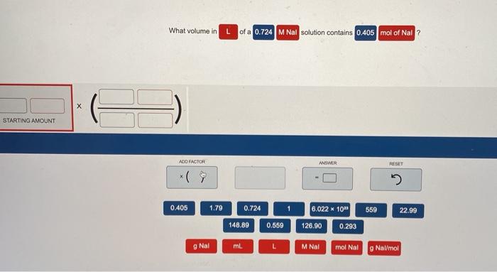 Solved What volume in L of a 0.724 M Nal solution contains | Chegg.com