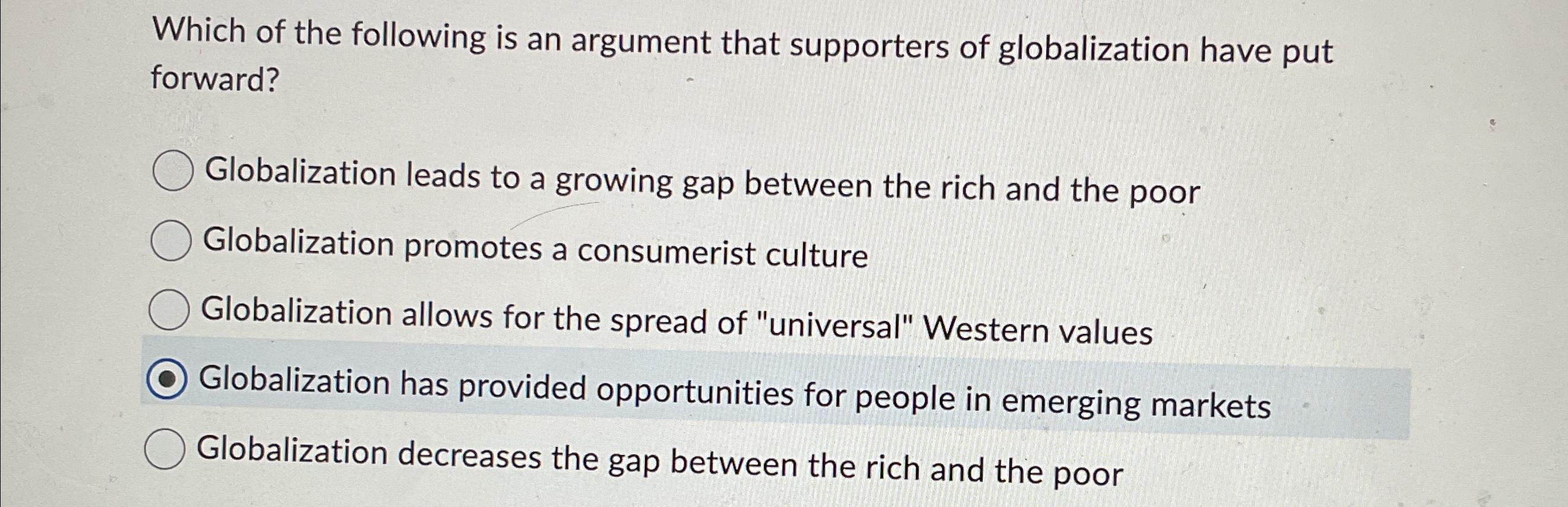 Solved Which of the following is an argument that supporters | Chegg.com