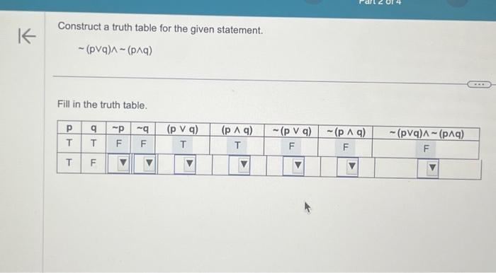 Solved K Construct a truth table for the given statement. - | Chegg.com