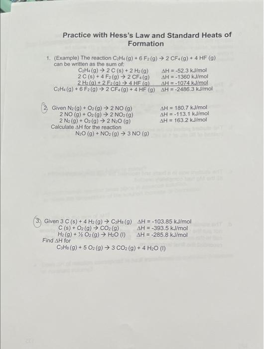 Solved Practice with Hess's Law and Standard Heats of | Chegg.com