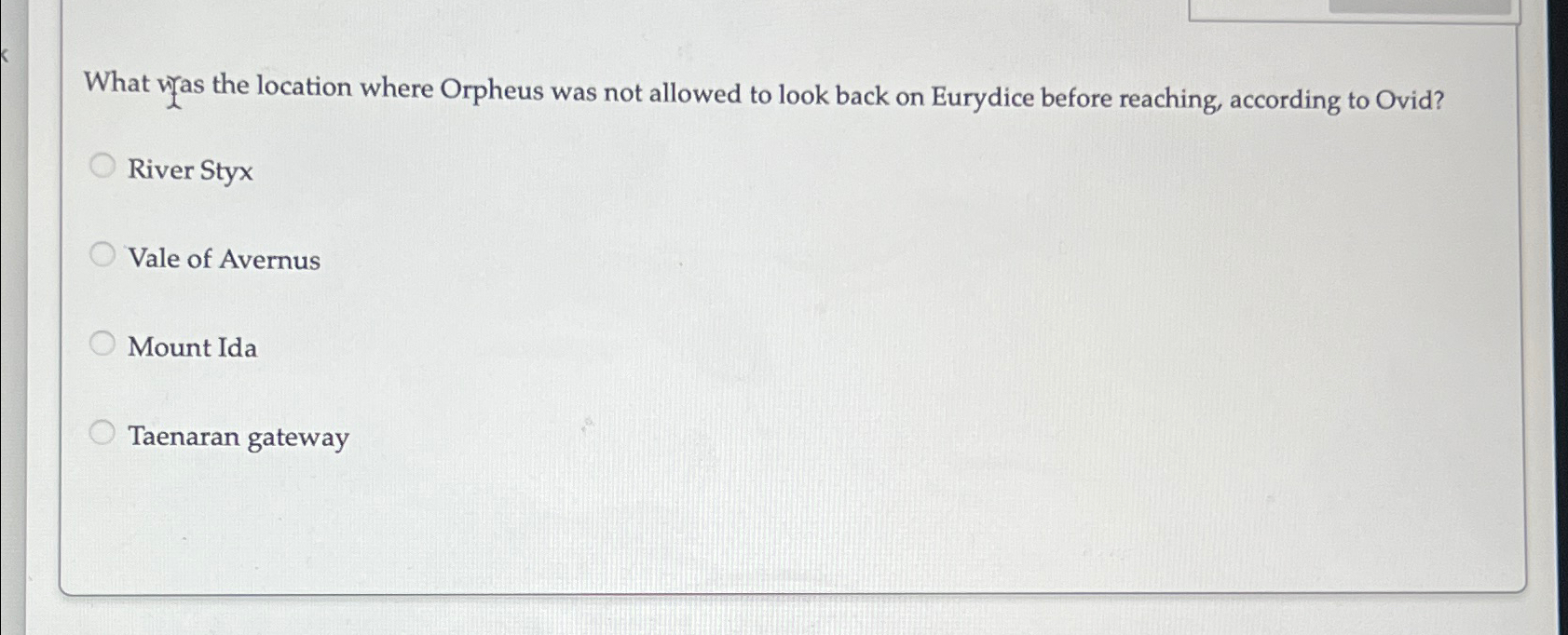 Solved What whas the location where Orpheus was not allowed | Chegg.com