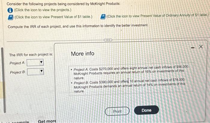 Solved consider the following projects being considered by | Chegg.com