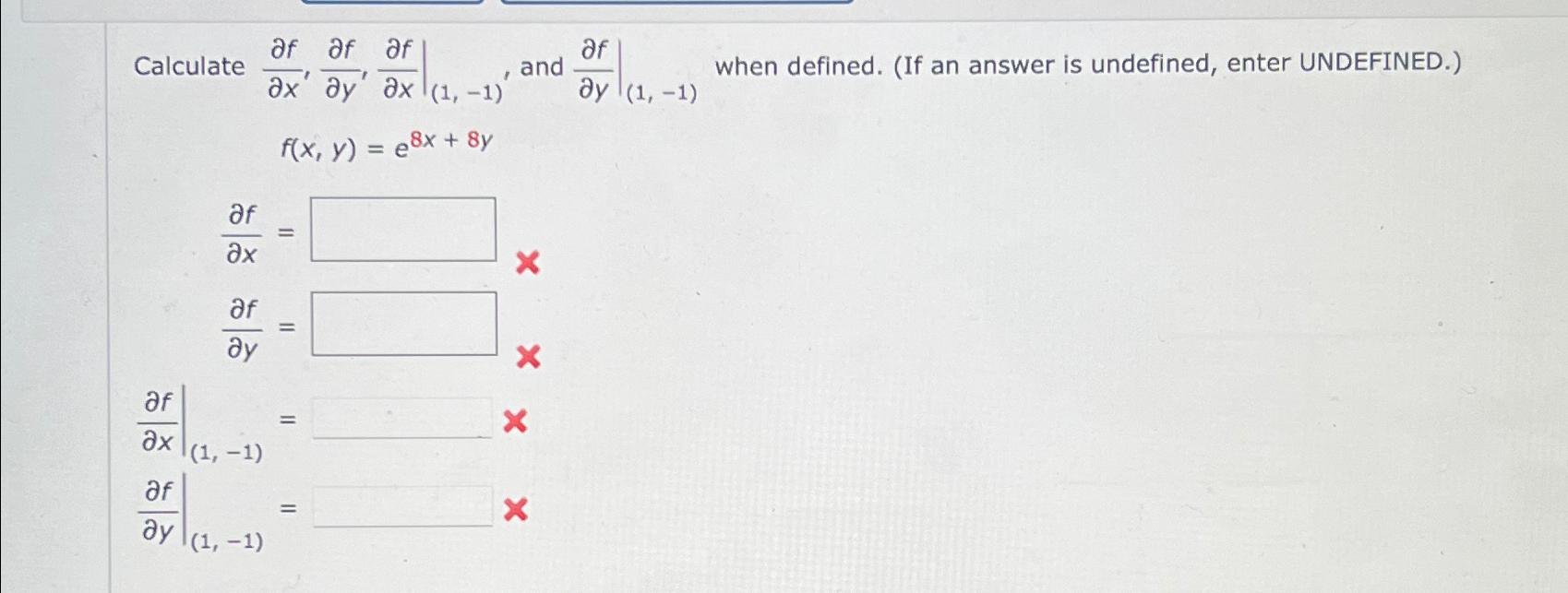 Solved Calculate delfdelx,delfdely,delfdelx|(1,-1)|, ﻿and | Chegg.com