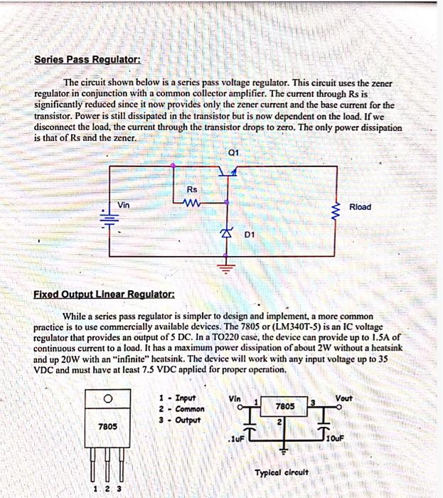 Solved lab: linear voltage regulatorsplease show and do all | Chegg.com