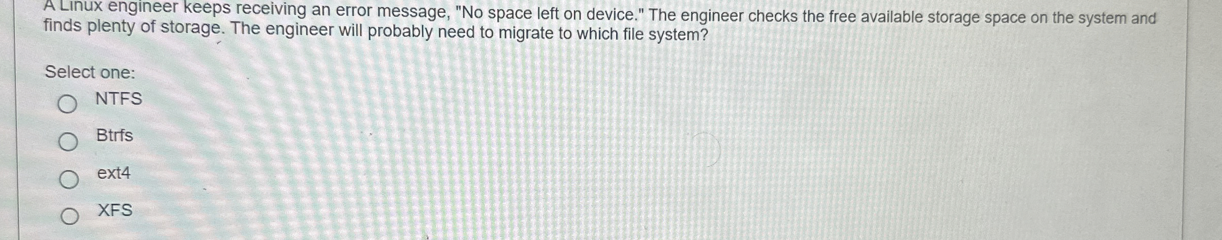 Solved A Linux engineer keeps receiving an error message, | Chegg.com