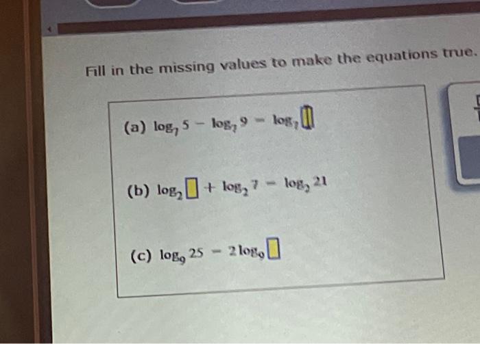 Solved Fill in the missing values to make the equations | Chegg.com