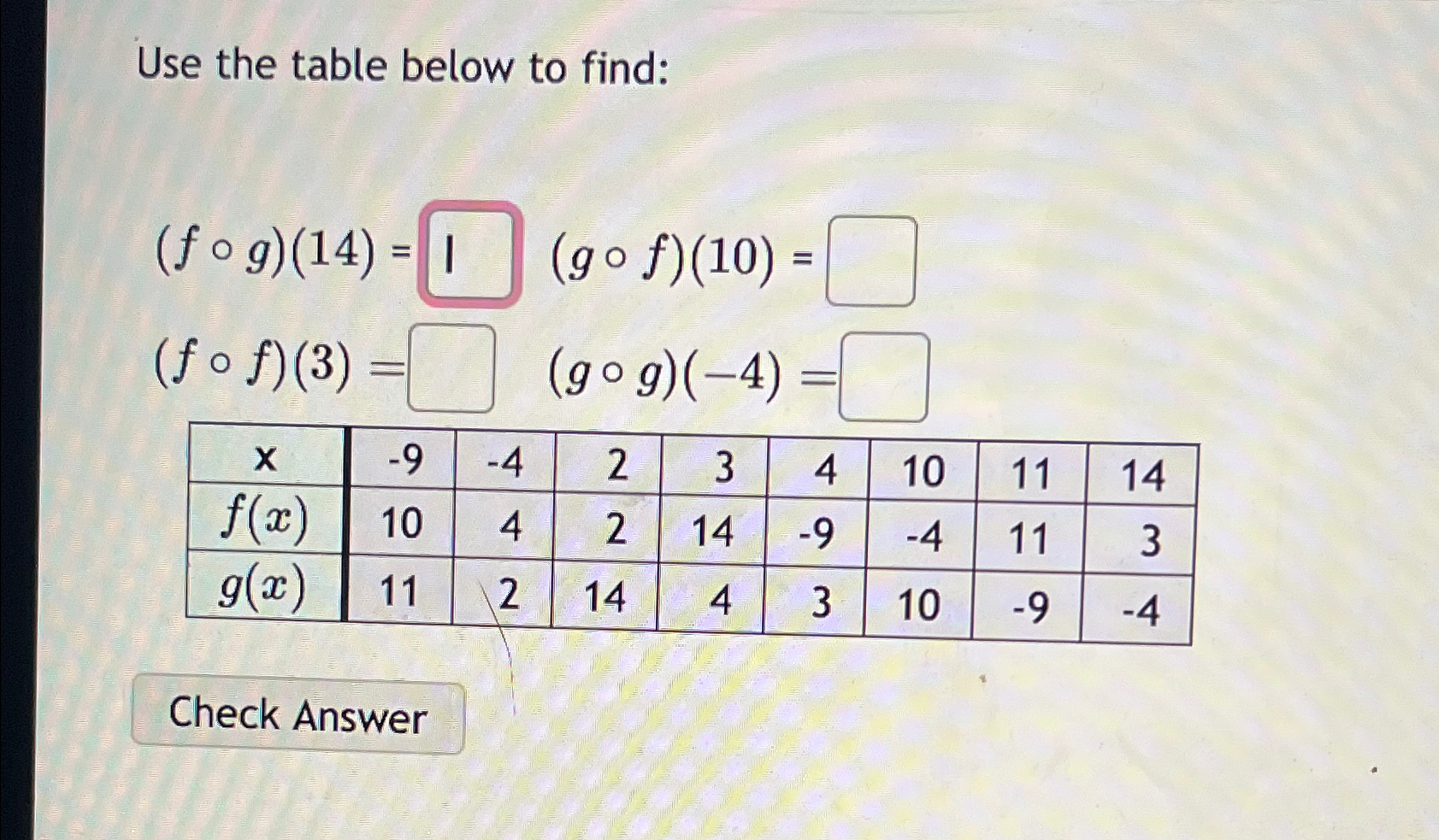 Solved Use the table below to | Chegg.com