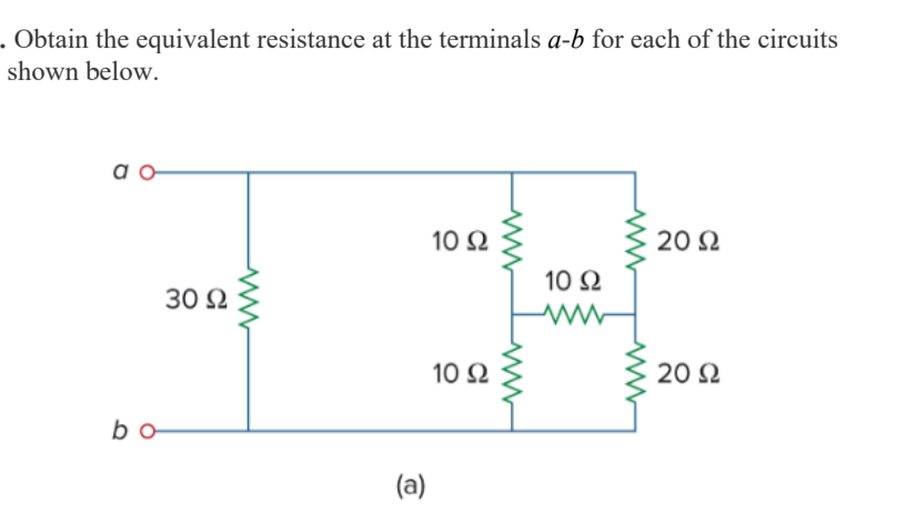 Solved Obtain the equivalent resistance at the terminals a−b | Chegg.com