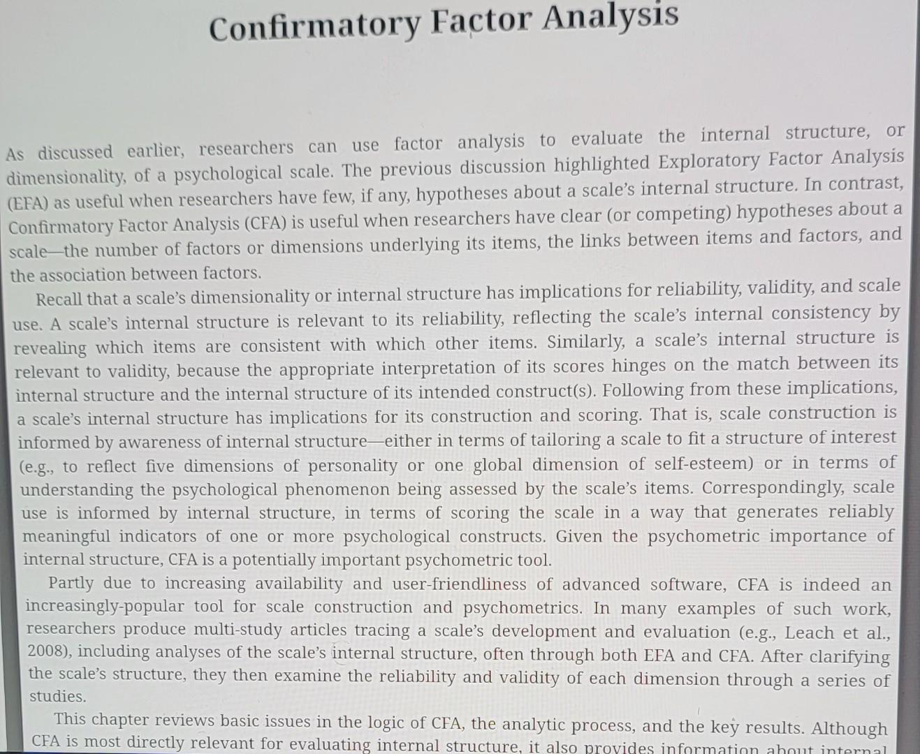 Solved Confirmatory Factor Analysis As discussed earlier, | Chegg.com