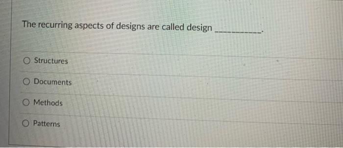 Solved The recurring aspects of designs are called design O | Chegg.com