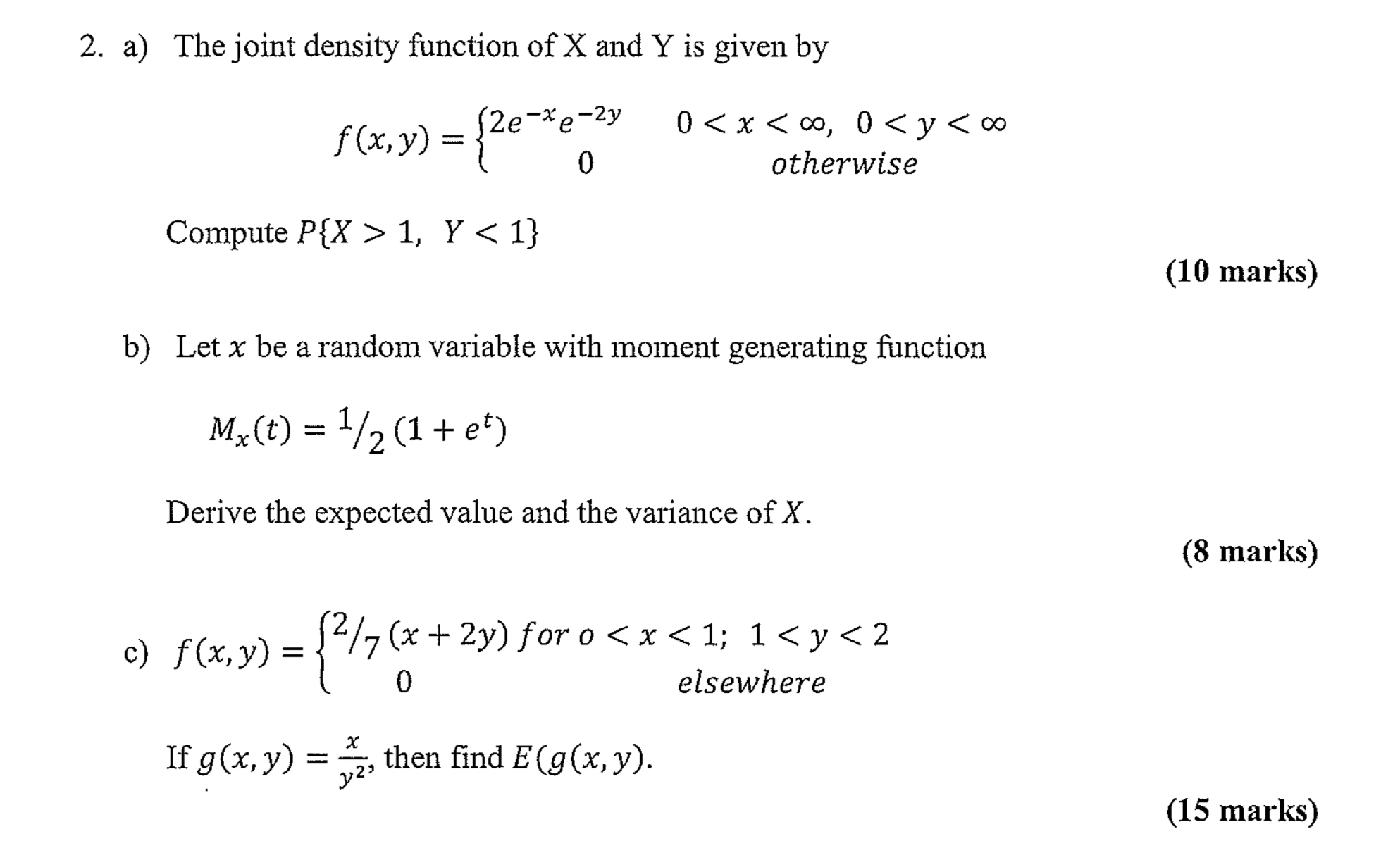 Solved a) ﻿The joint density function of x ﻿and Y ﻿is given | Chegg.com