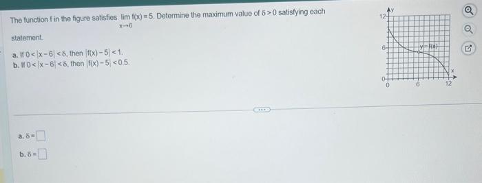 Solved The function f in the figure satisfies limx→6f(x)=5. | Chegg.com