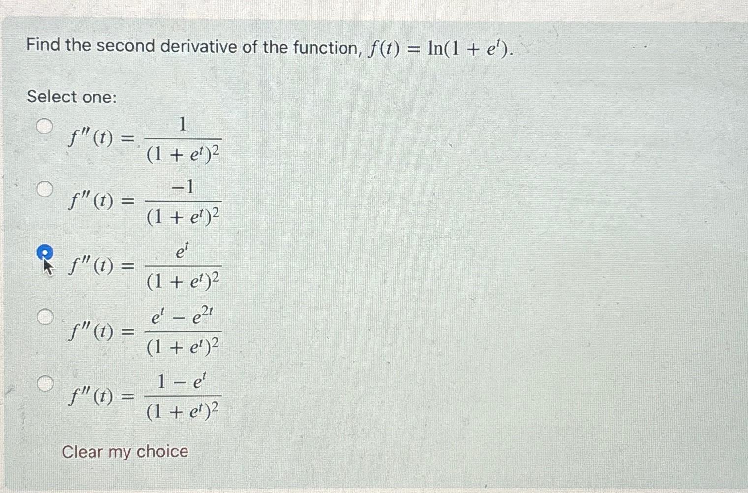 Solved Find the second derivative of the function, | Chegg.com