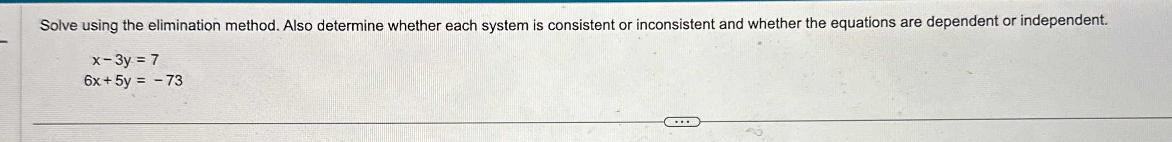 Solve using the elimination method. Also determine | Chegg.com