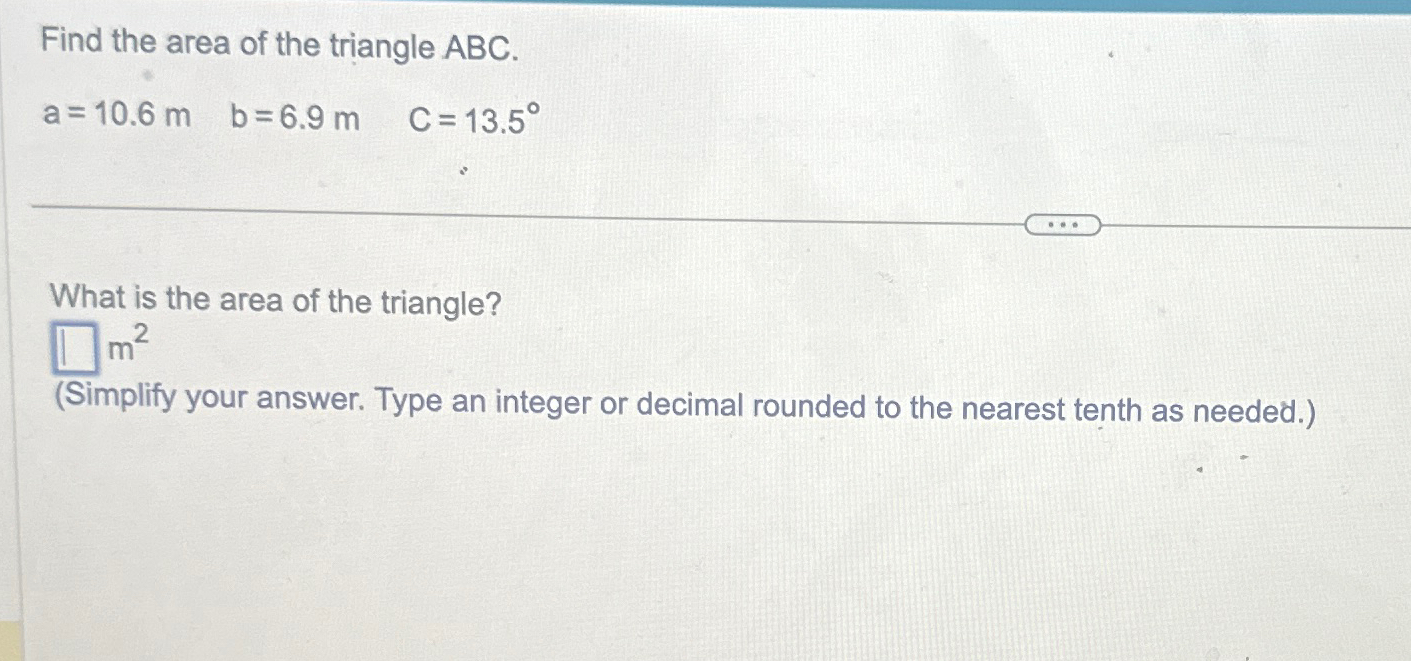 Solved Find the area of the triangle | Chegg.com