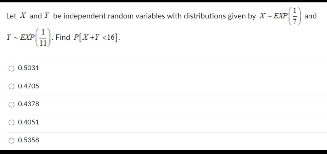 Solved Let X and Y be independent random variables with | Chegg.com