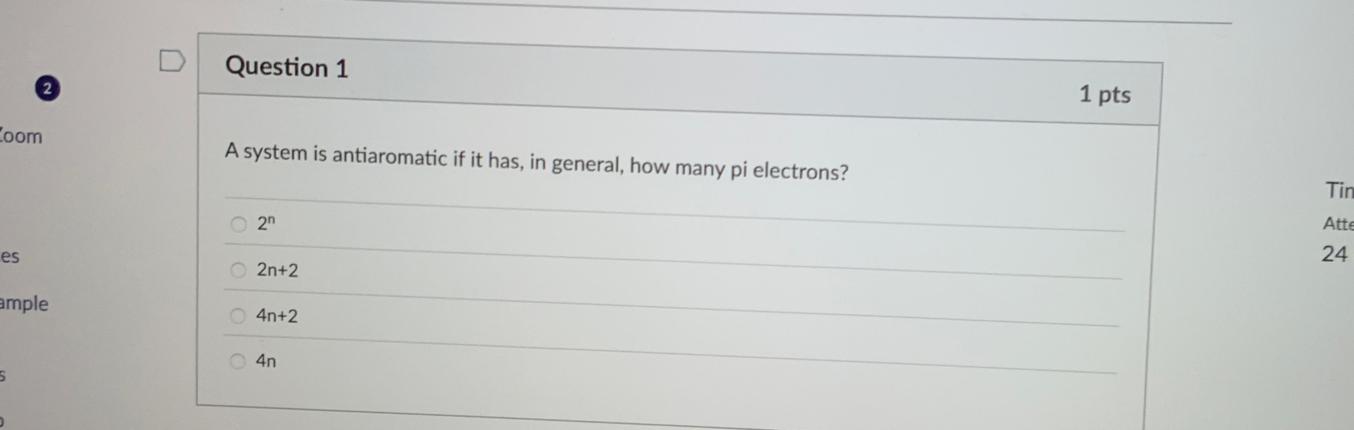Solved Question 11 ﻿ptsA system is antiaromatic if it has, | Chegg.com
