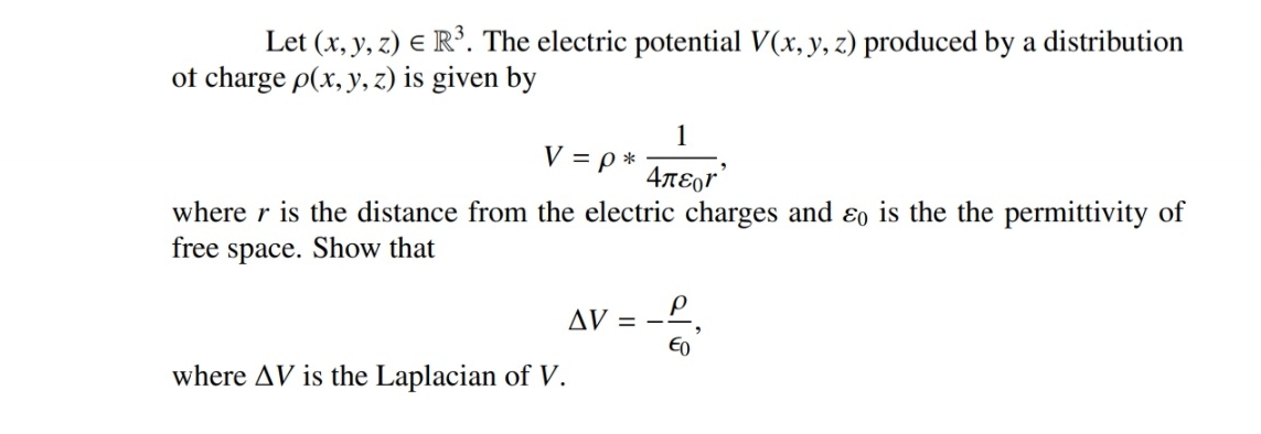 Let (x,y,z)inR3. ﻿The electric potential V(x,y,z) | Chegg.com