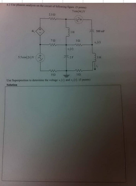 Solved 42 Use phasors analysis on the circuit of following | Chegg.com