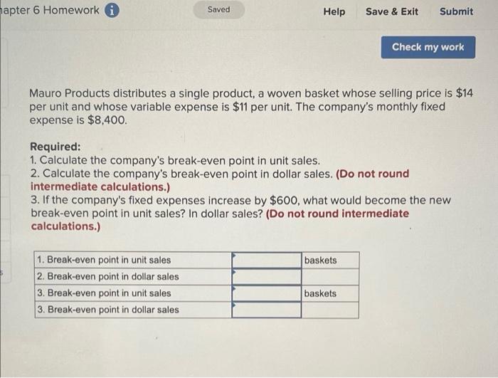 Solved apter 6 Homework i Saved Help Check my work Mauro | Chegg.com Solved apter 6 Homework i Saved Help Check my work Mauro | Chegg.com