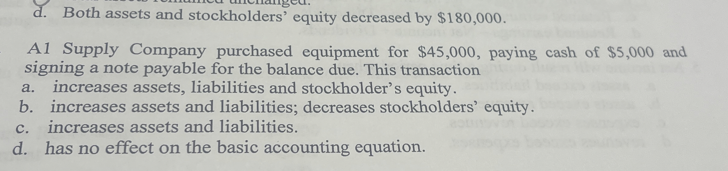 Solved d. ﻿Both assets and stockholders' equity decreased by | Chegg.com
