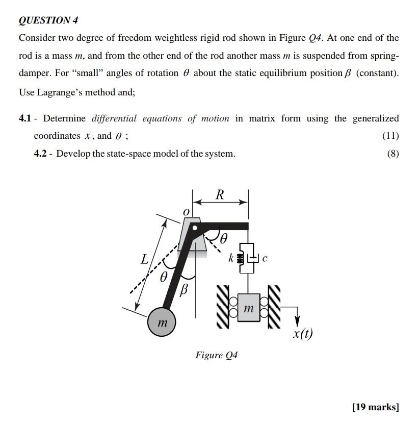Solved QUESTION 4 Consider two degree of freedom weightless | Chegg.com