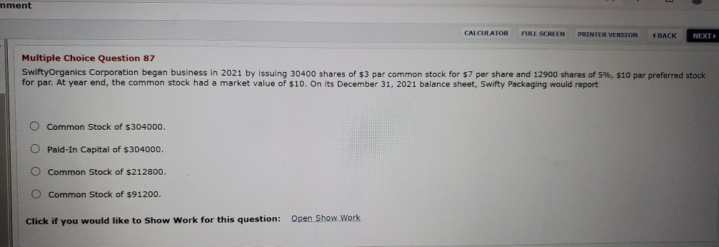 Solved nment CALCULATOR FULL SCREEN PRINTER VERSION 4 BACK | Chegg.com